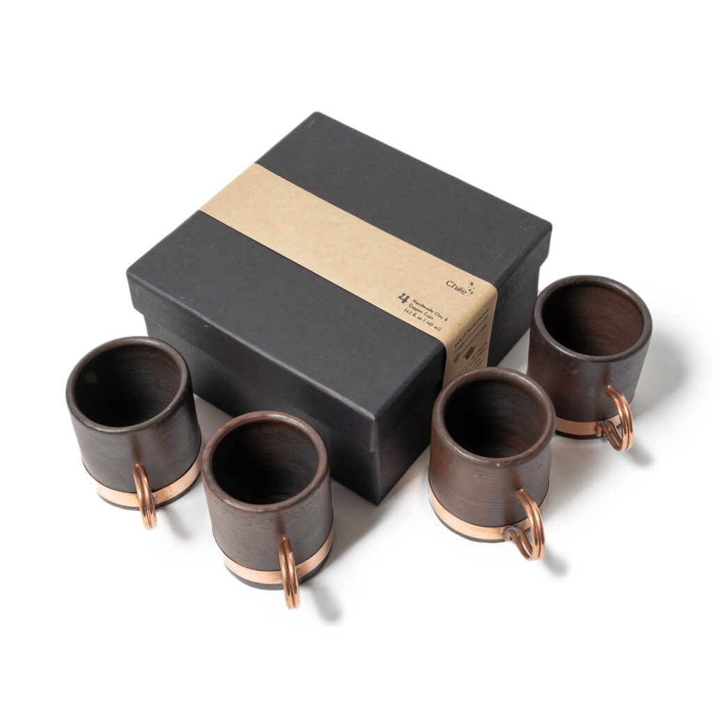 Set de tazas de greda y cobre para café espresso empaque caja de cartón ...